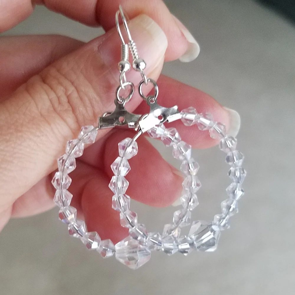 Swarovski | Jewelry | Swarovski Elements Aurora Borealis Crystal Hoop ...